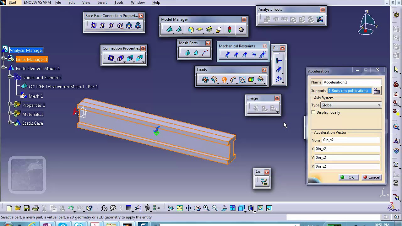 FEA, I Beam Under Self Weight, Catia Finite Elements, Nader G. Zamani ...