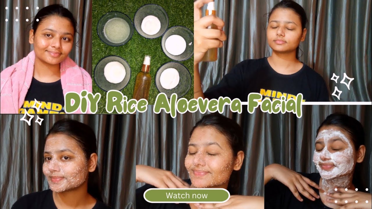 "DIY Rice & Aloe Vera Facial for Clear, Radiant Skin" #skincareroutine# ...