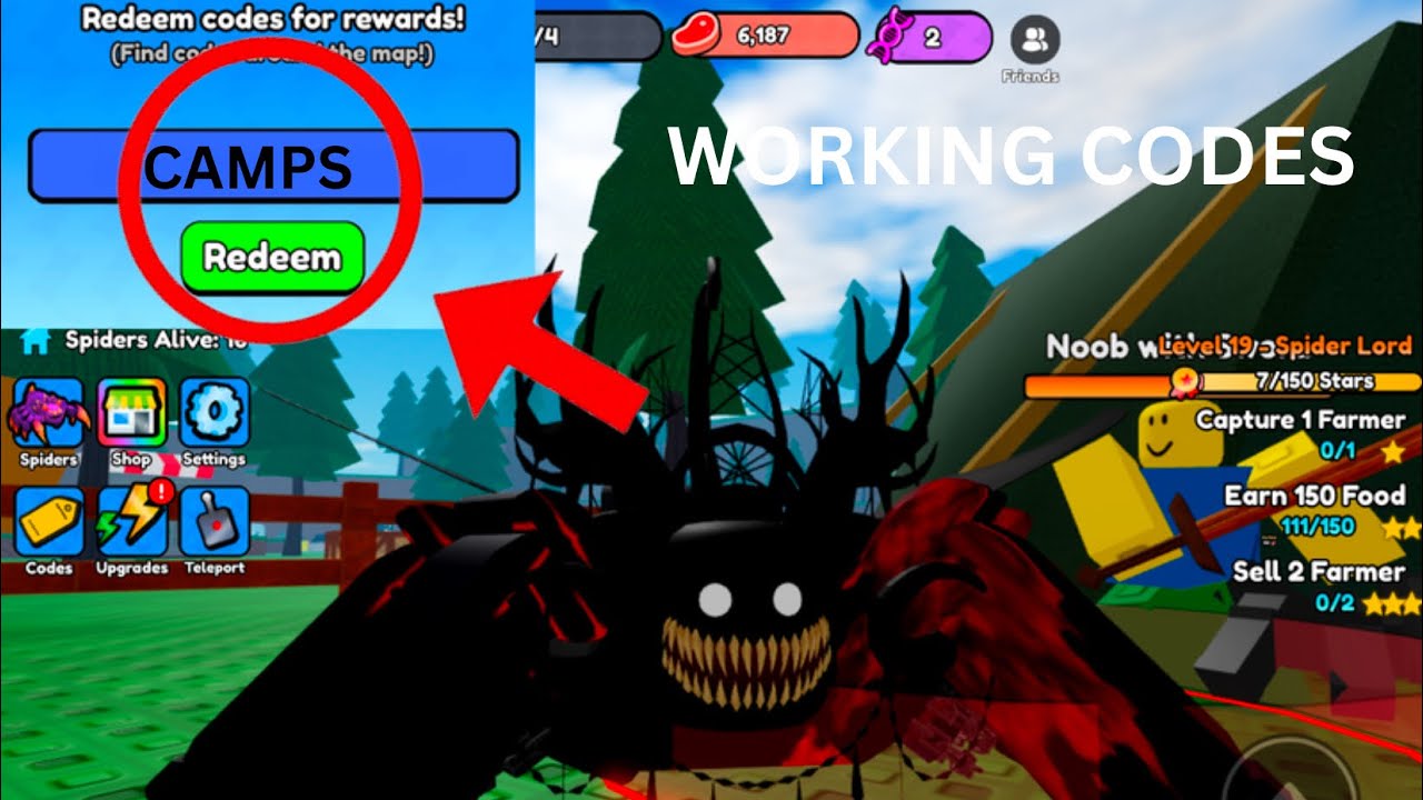 All hidden codes in Roblox Spider Army - YouTube