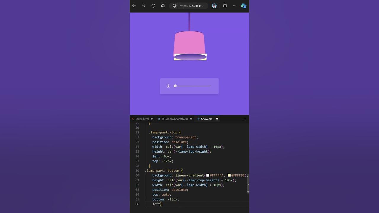 Day 030 css lamp with slider control coding webdevelopment fro - YouTube