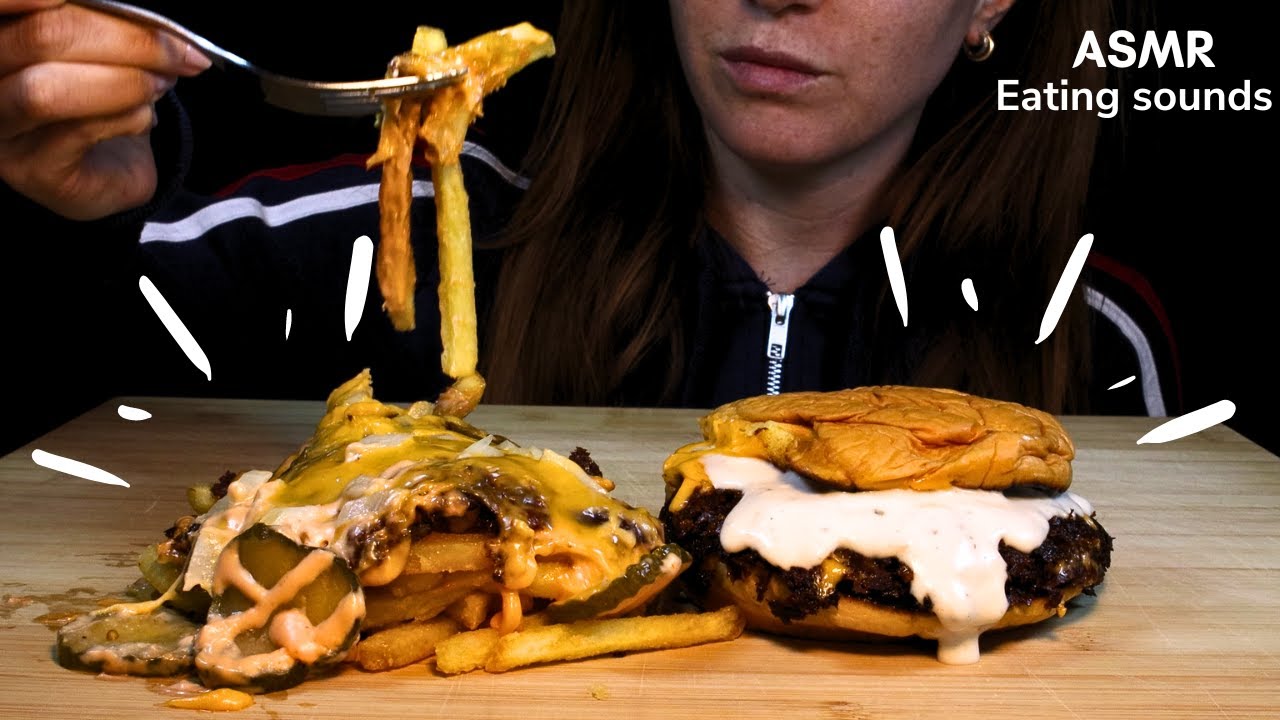 ASMR | SMASHED BURGER & FRIES | EATING SOUNDS | MUKBANG - YouTube