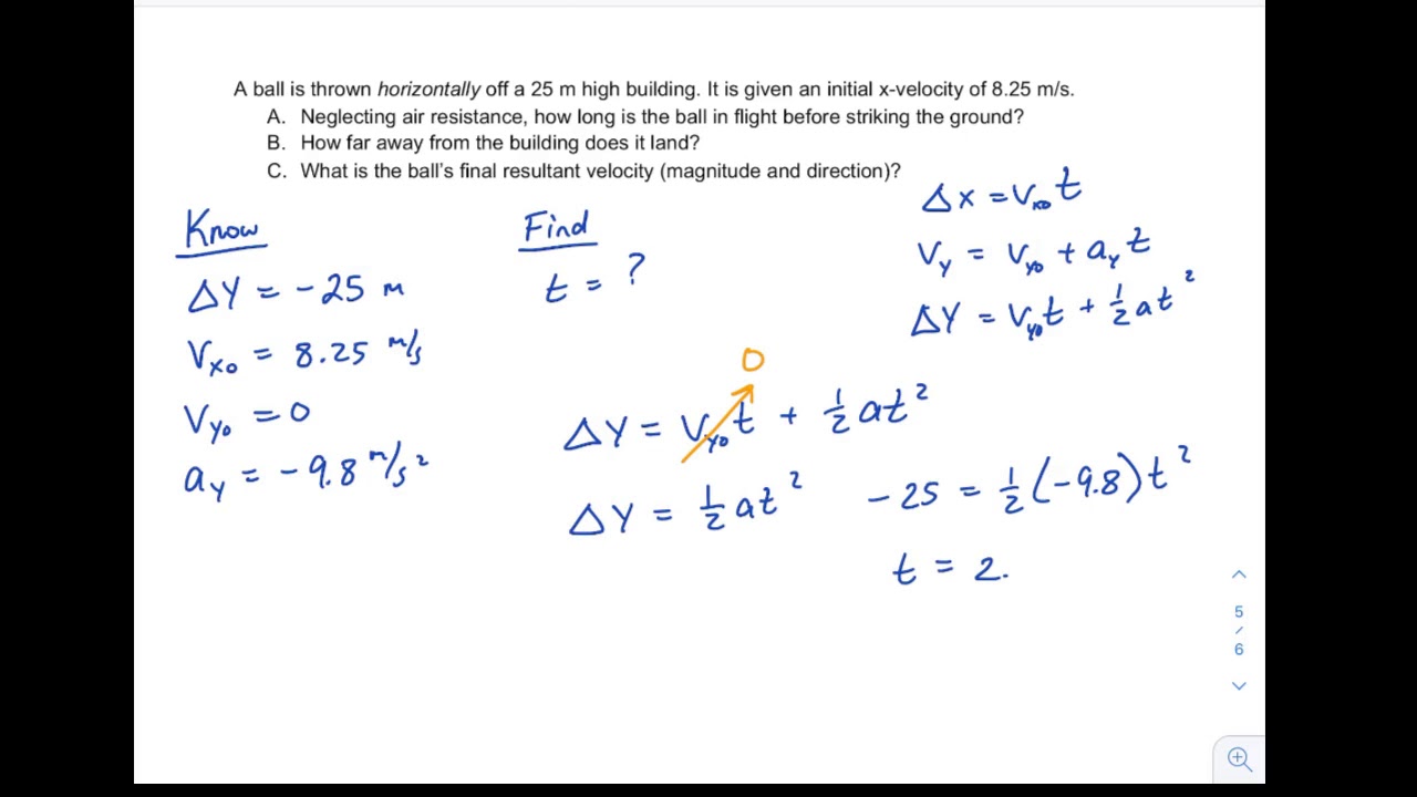 Horizontal Projectiles Examples - YouTube