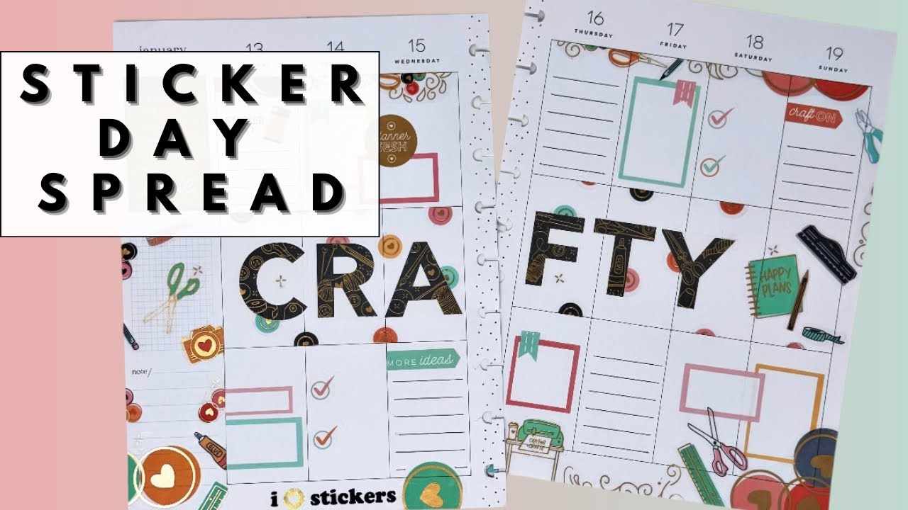PLAN WITH ME | STICKER DAY SPREAD | HAPPY PLANNER - YouTube