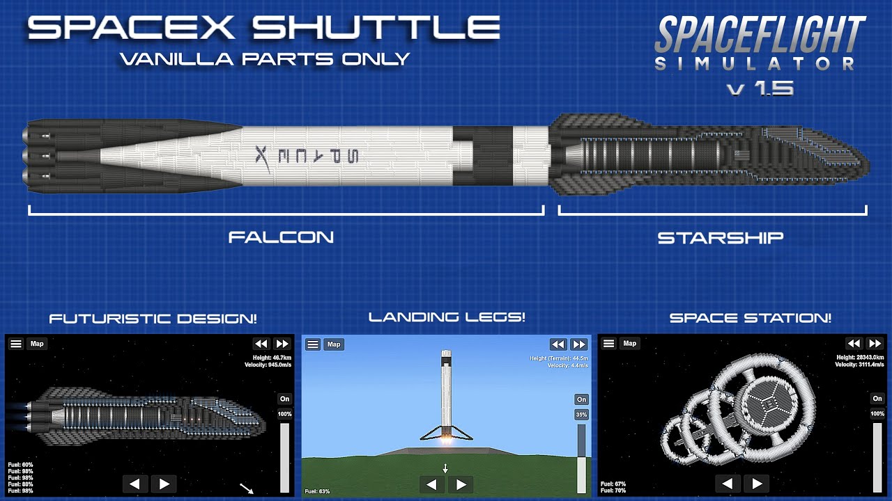 Spaceflight Simulator SpaceX Falcon Rocket and Shuttle (Vanilla Parts) SFS 1.5 - YouTube