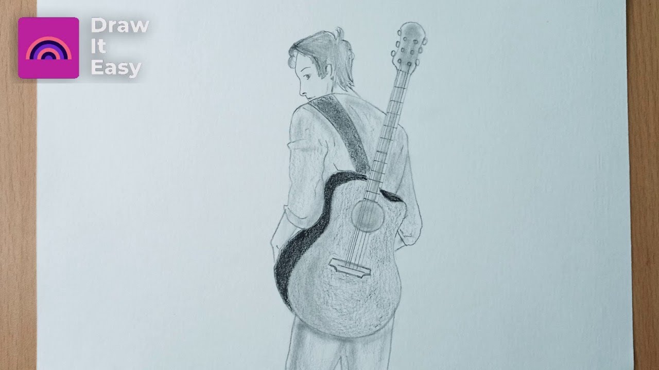 Online classes: How to draw a boy with guitar for beginners / pencil ...