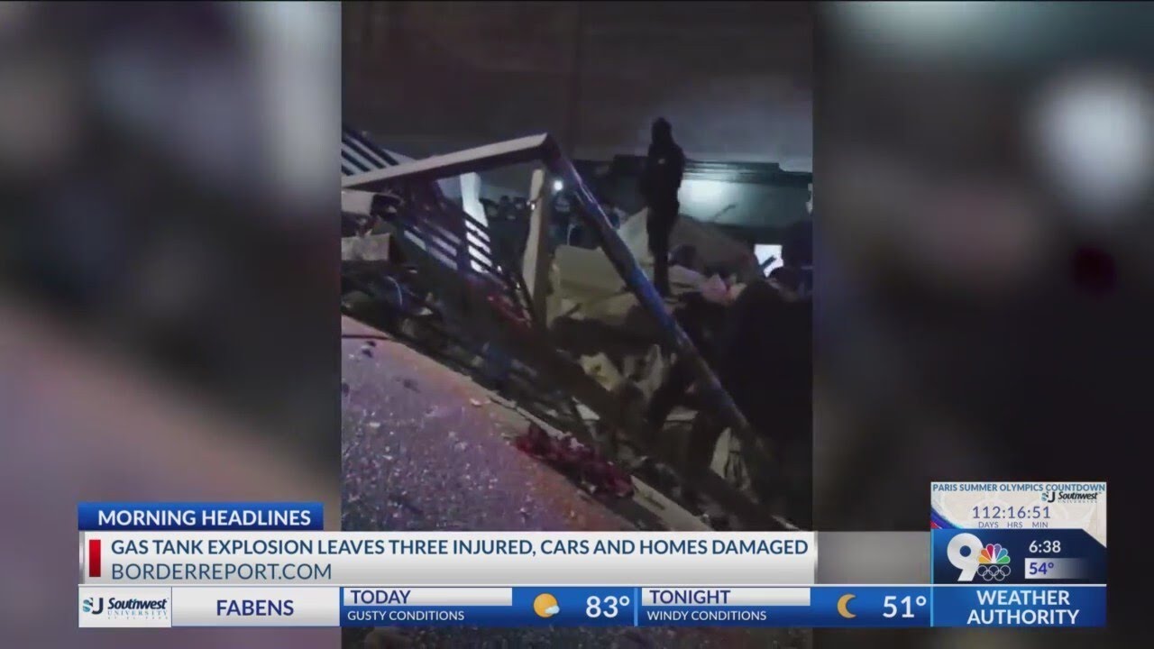 Gas tank explosion leaves three injured, cars and homes damaged - YouTube