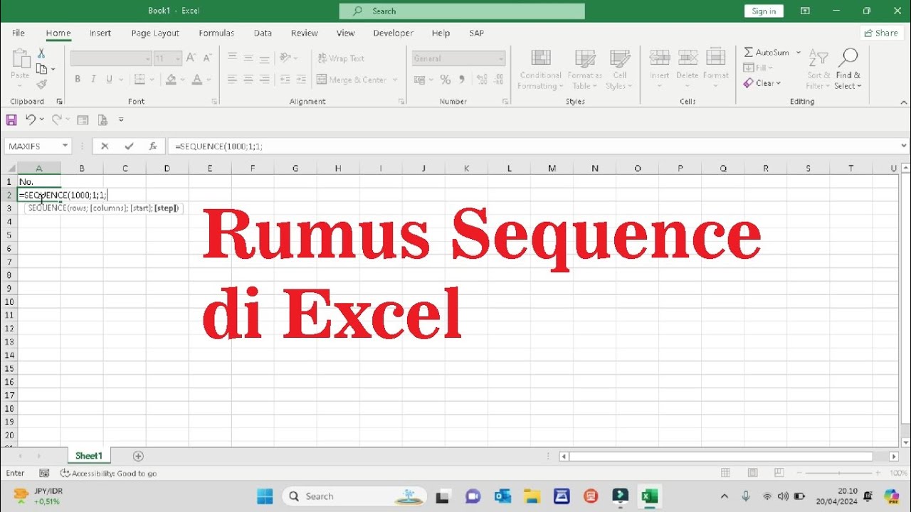 Rumus Sequence di Excel - YouTube