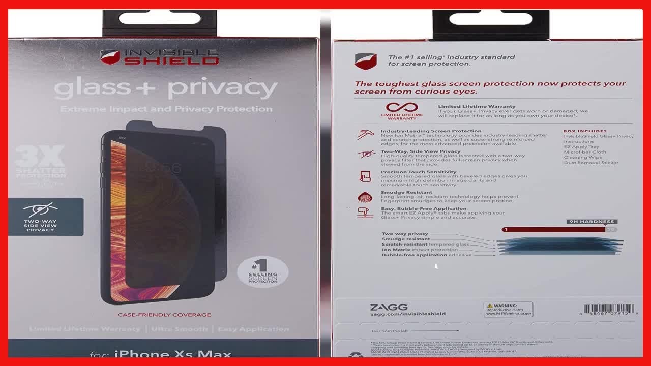 ZAGG InvisibleShield Glass Privacy Screen Protector For Apple iPhone ...