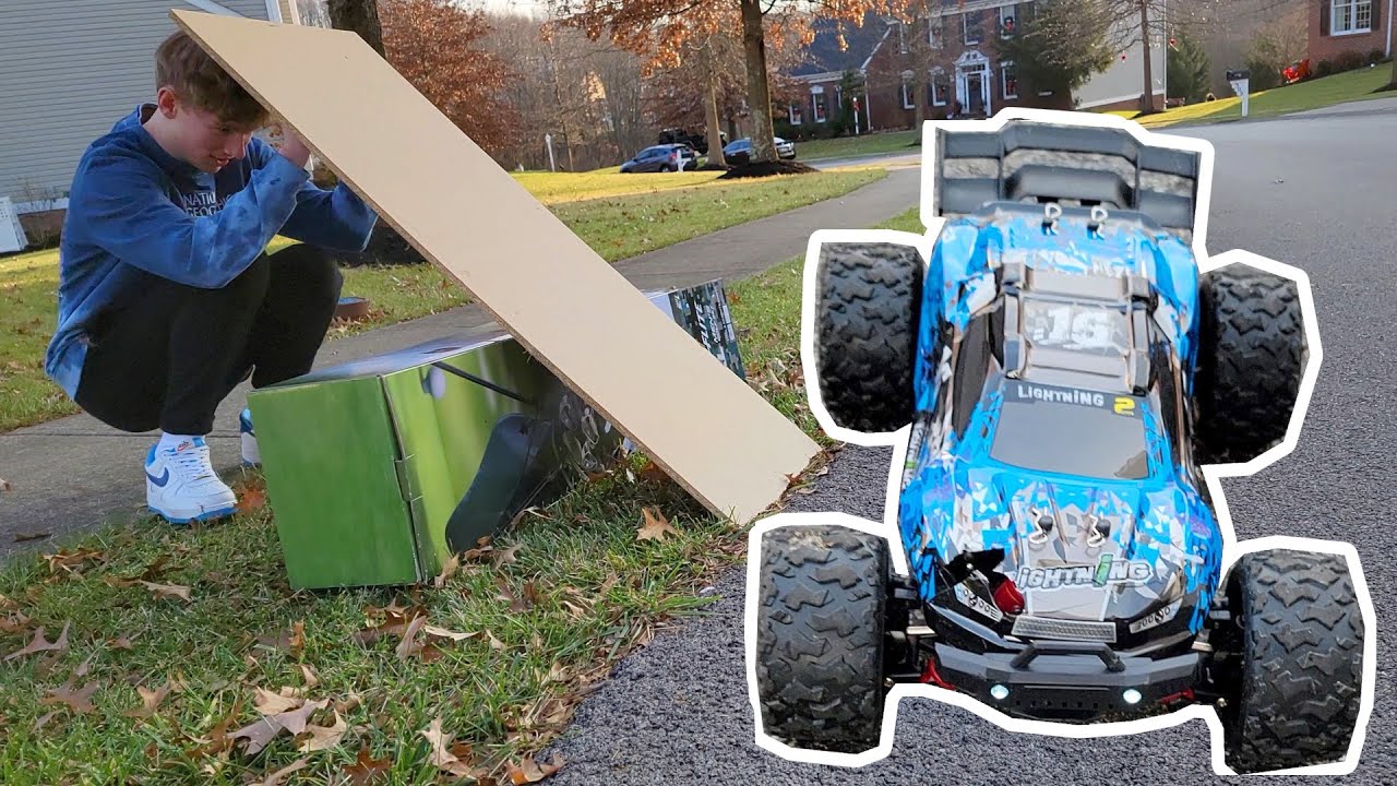 Jumping RC Trucks Over Our Friend - YouTube