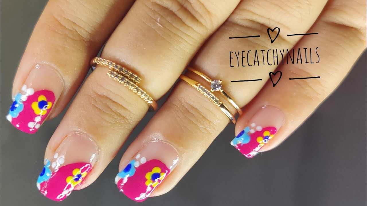 Easy French Tip Nail Art using Dotting Tool #nailart #frenchnails - YouTube