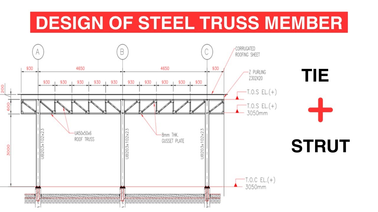 DESIGN OF STEEL TRUSS PART B -2 | Tie and Strut Member | BS 5950 - YouTube