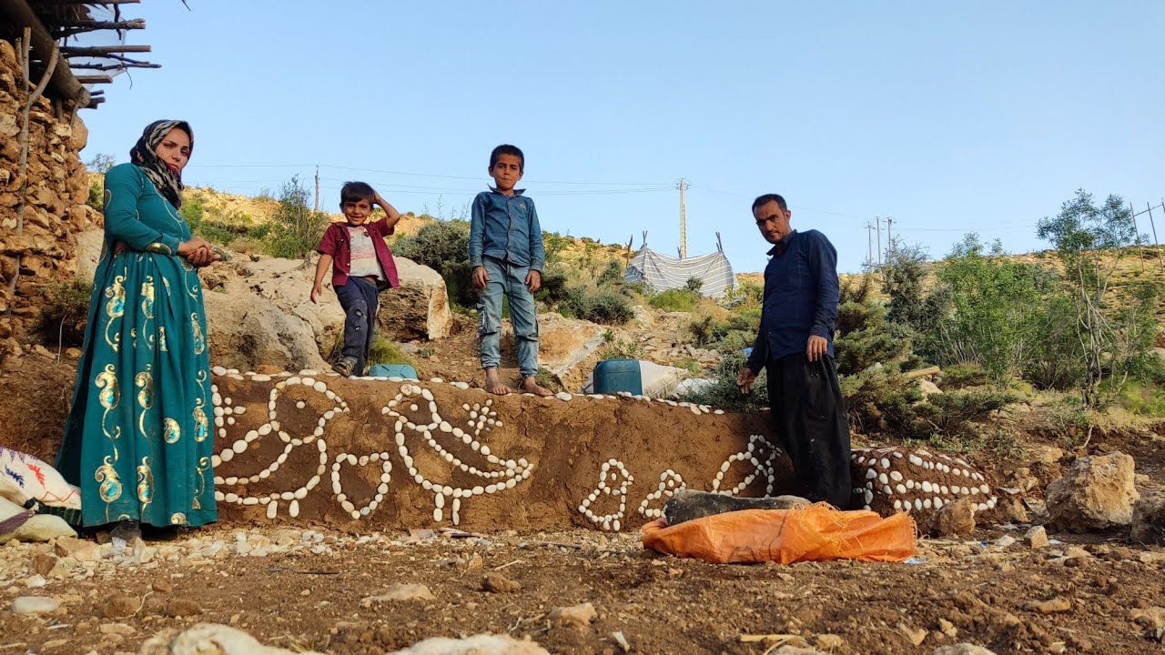 Façade with stone. nomadic family. Rabbit. Beautiful nature. Beautiful ...