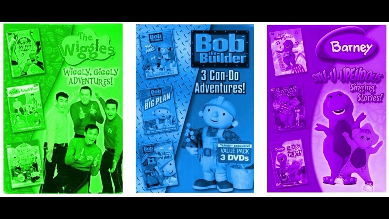 Barney Bob The Builder & The Wiggles 3-DVD Boxsets In (Cool Colors ...