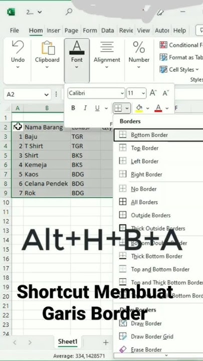 Buat border tabel dengan cepat diexcel pakai shortcut #excel #exceltips - YouTube