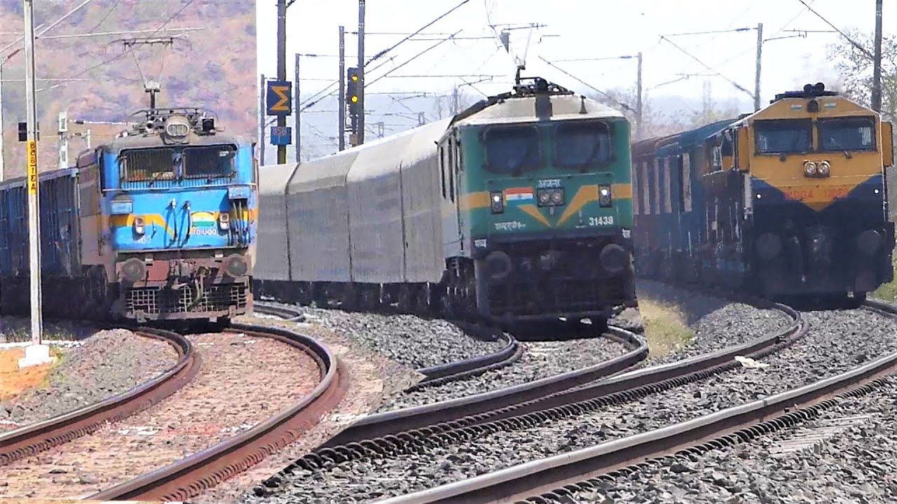 Freight Trains of INDIAN RAILWAYS ! PART 6 #WAG9 and #WDG4 twins # ...
