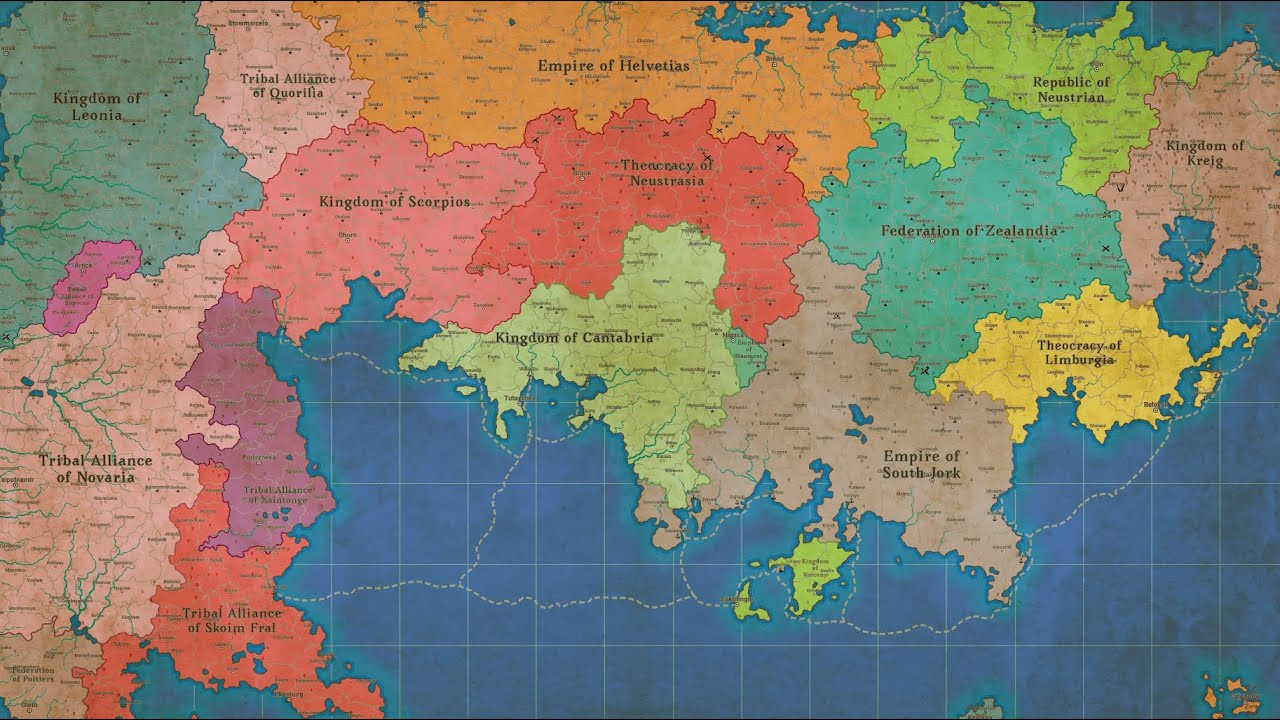 Fantasy Map Simulator - Continent at War Timelapse - YouTube