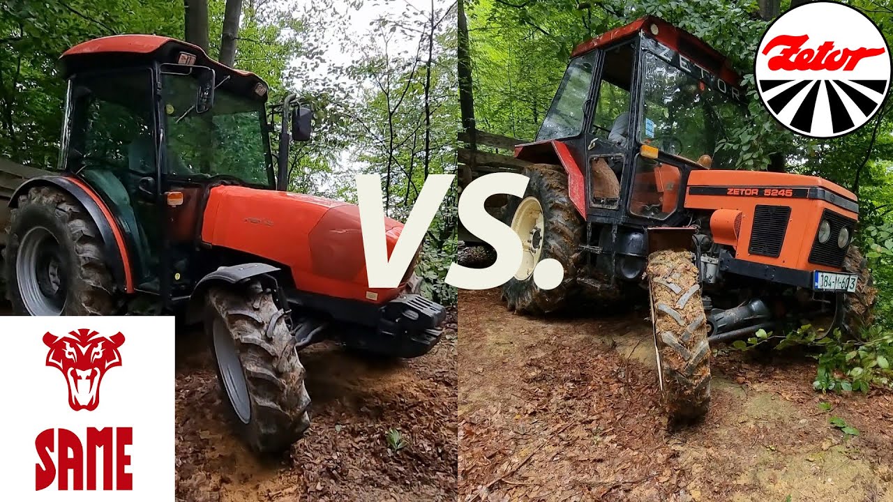 Zetor 5245 vs. Same Argon 80 - Poređenje: vožnja drva! - YouTube