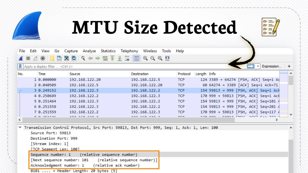 How to check mtu size in Wireshark (Size Monitor) - YouTube