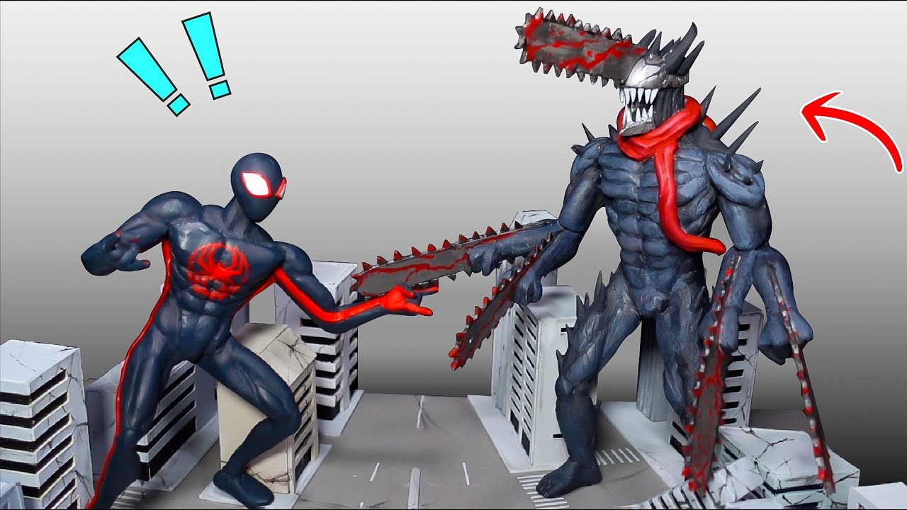 Diorama of Realistic CHAINSAW MAN DEVIL vs SPIDER-MAN: Across the ...