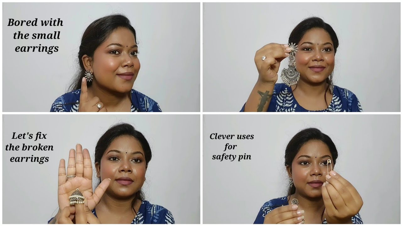 Earring hacks (Part-1) || Jewelry hacks || Clever uses for safety pin ...