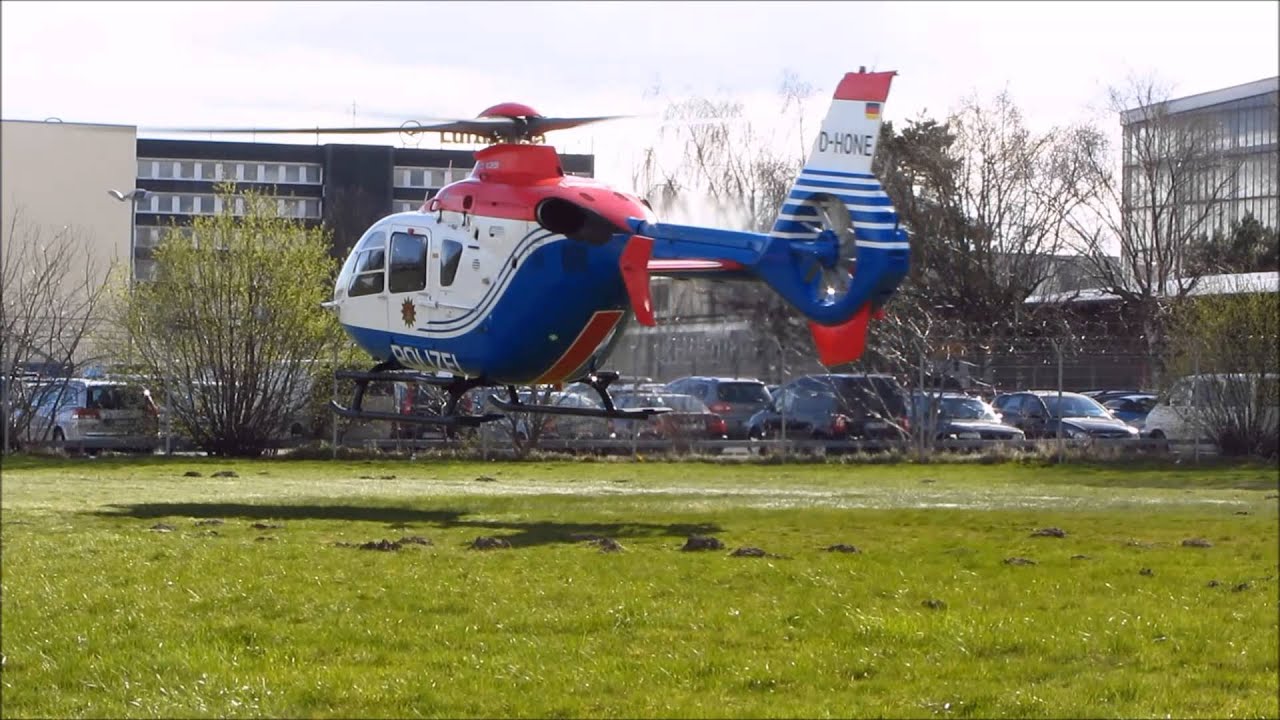 Polizeihubschrauber Libelle 1 (D-HONE) Take-off am Airport 25.03.2014 ...