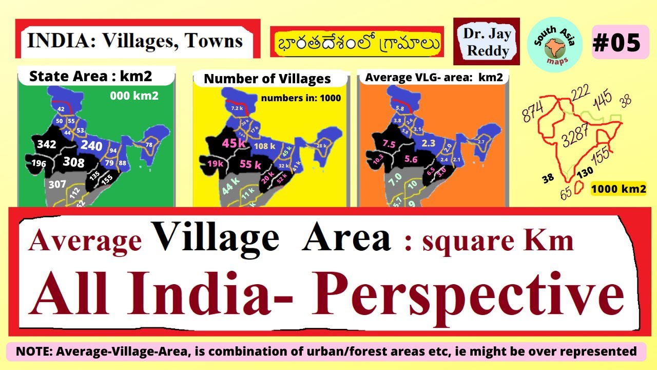 India: Towns, VILLAGES :#05: Average Area of Village - ALL India, INDIA ...