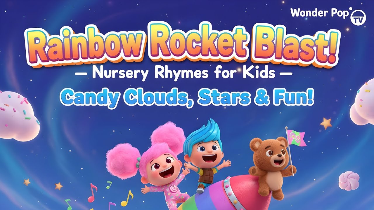 Rainbow Rocket Blast! Nursery Rhymes for Kids — Candy Clouds, Stars ...