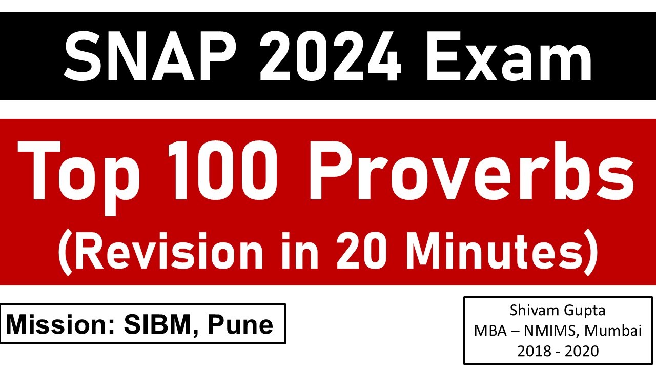 SNAP 2024 Exam: Top 100 Proverbs for SNAP | Most Repeated || Mission ...