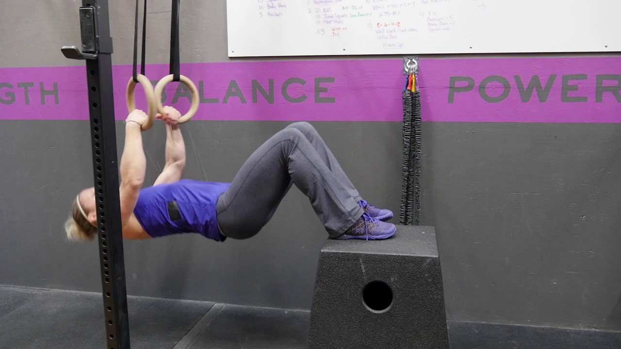 Feet Elevated False Grip Low Ring Row - YouTube