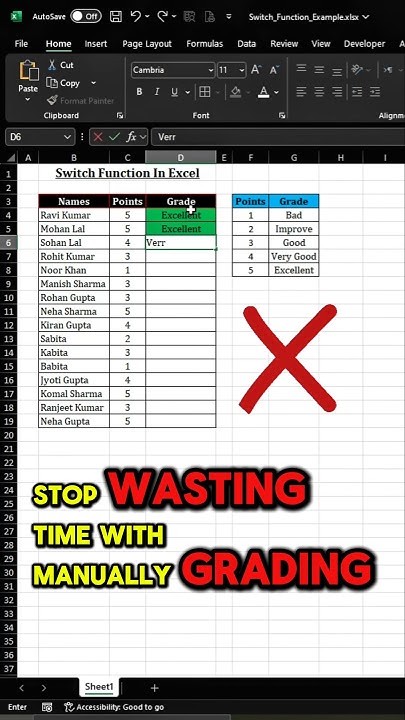 🔴 Ditch Nested IFs! Use SWITCH in Excel Instead | Excel Formula Tips & Tricks #excel #shorts ...