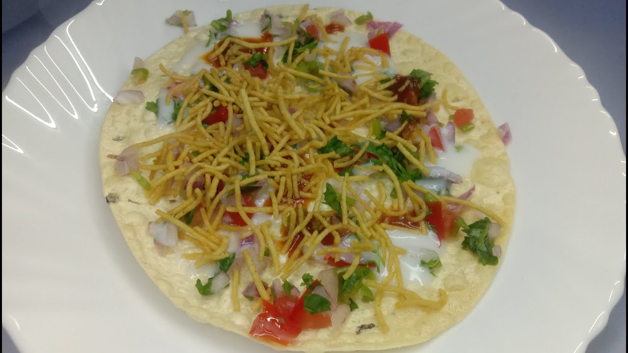 Masala Papad Chat Recipe | Quick and Easy Chat Recipe | Urad Dal Papad ...
