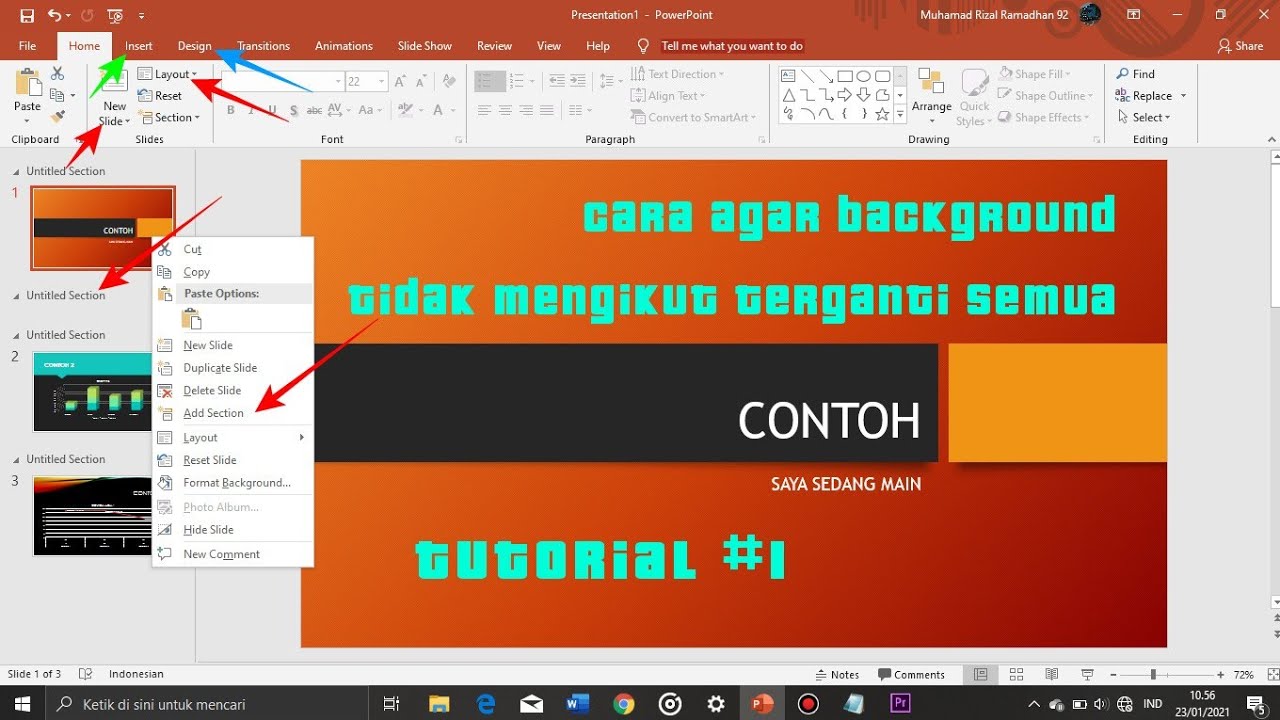 #powerpoint Cara membuat background powerpoint agar tidak mengikut ...
