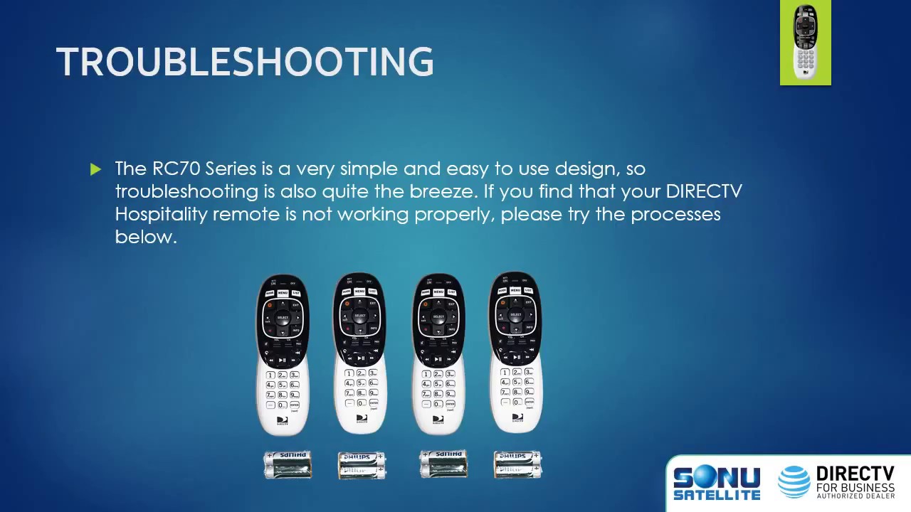 DIRECTV Hospitality RC70 Series Remote Guide - YouTube