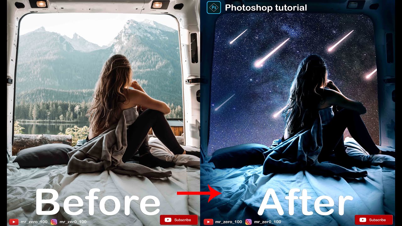 Beautiful Starry Sky / Photoshop Tutorial / Basic For Beginners - YouTube