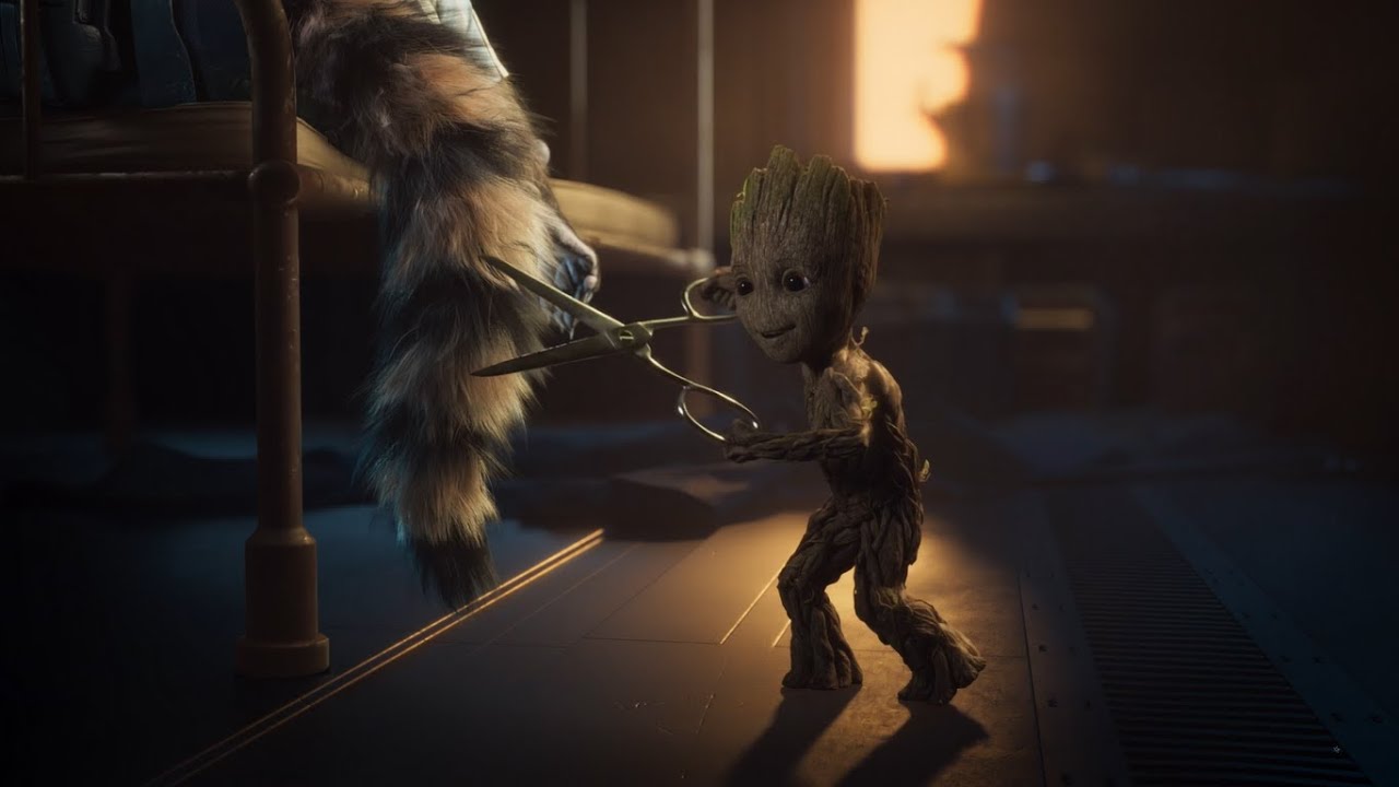 Groot Cuts Off Rocket Raccoon Tail With A Knife - I Am Groot (Season 1 ...