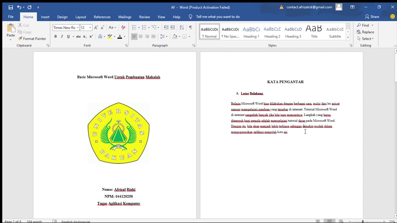 Basic Ms. Word Untuk Pembuatan Makalah - YouTube