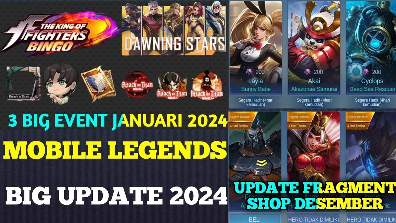 3 BIG EVENT JANUARY 2024 | UPDATE FRAGMENT SHOP DECEMBER | MLBB BIG ...