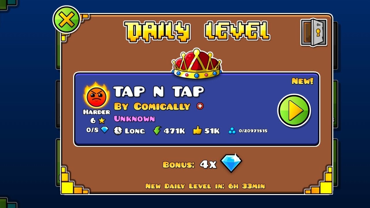 Geometry Dash I Daily level #98 "Tap n Tap" By Comically - YouTube
