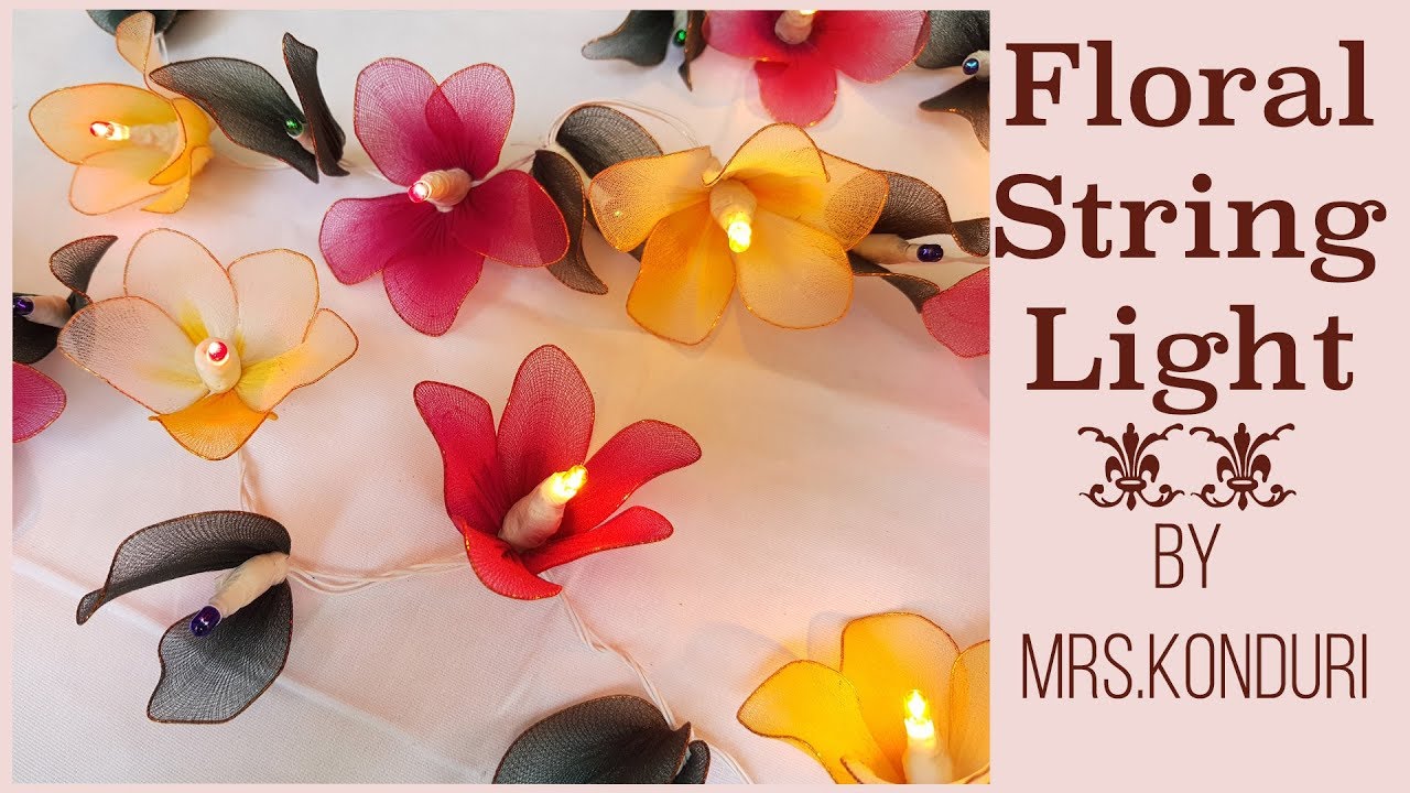 Floral String Light using Nylon Stocking | By Mrs.Konduri - YouTube