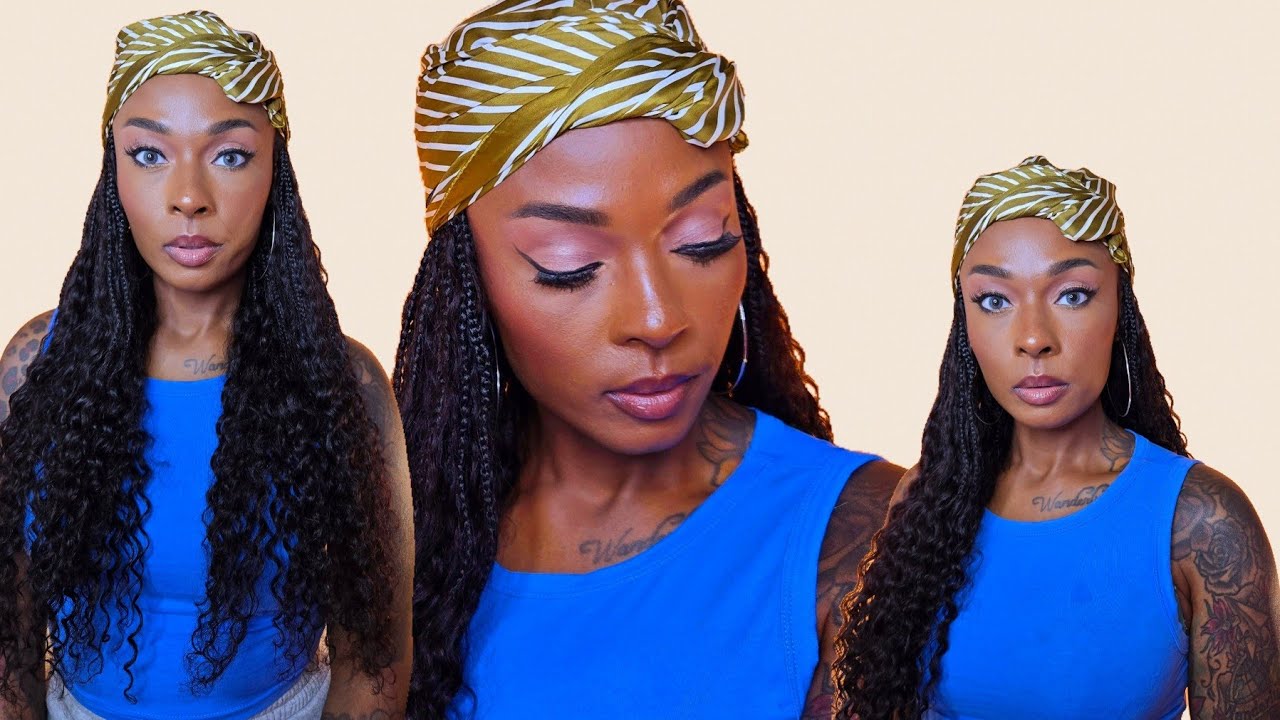 Trying My First Human Hair Scarf Wig! Boho Style Grab & Go Braids Band ...