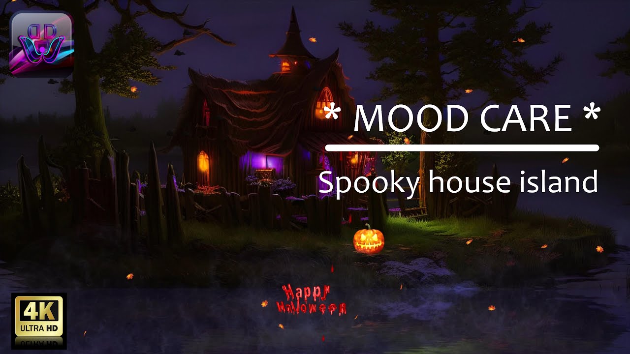 Halloween spooky house at night scene with relaxing sound to use as ...