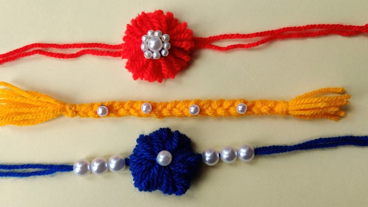 How to make Rakhi with wool // handmade rakhi // quick and easy making ...