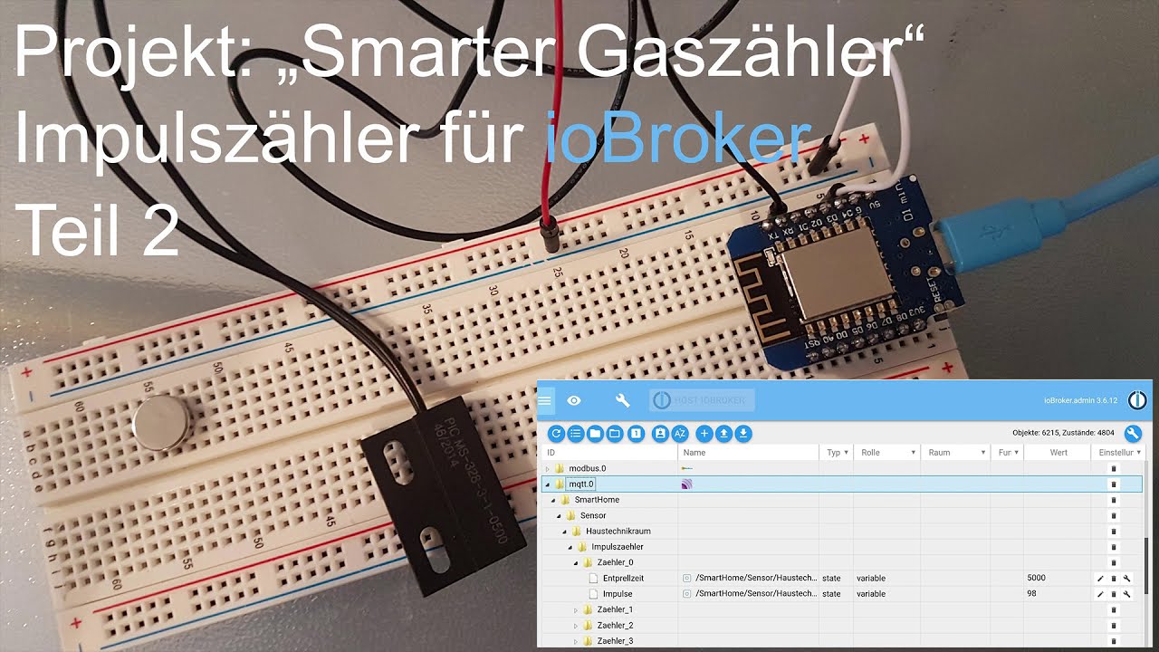 Projekt "Smarter Gaszähler" - Impulszähler für ioBroker - Teil 2 - YouTube