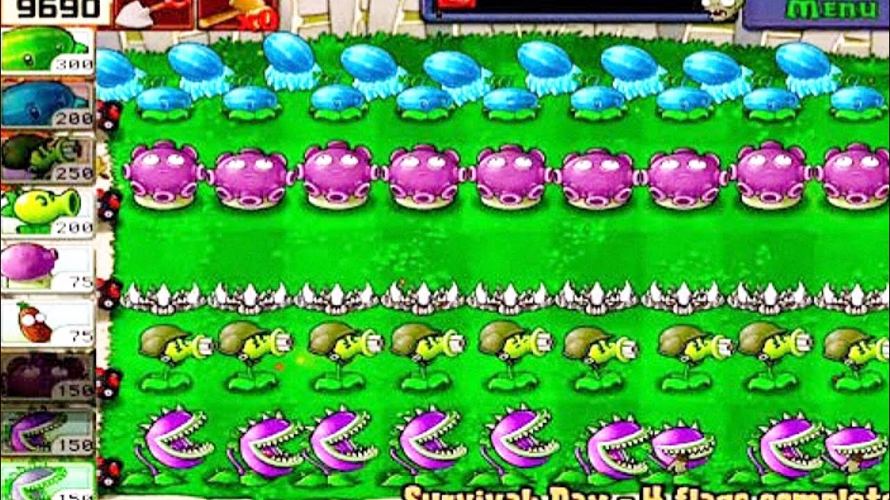 Plants vs Zombies | One Line Plants vs All Zombies | Survival Day: 5 ...