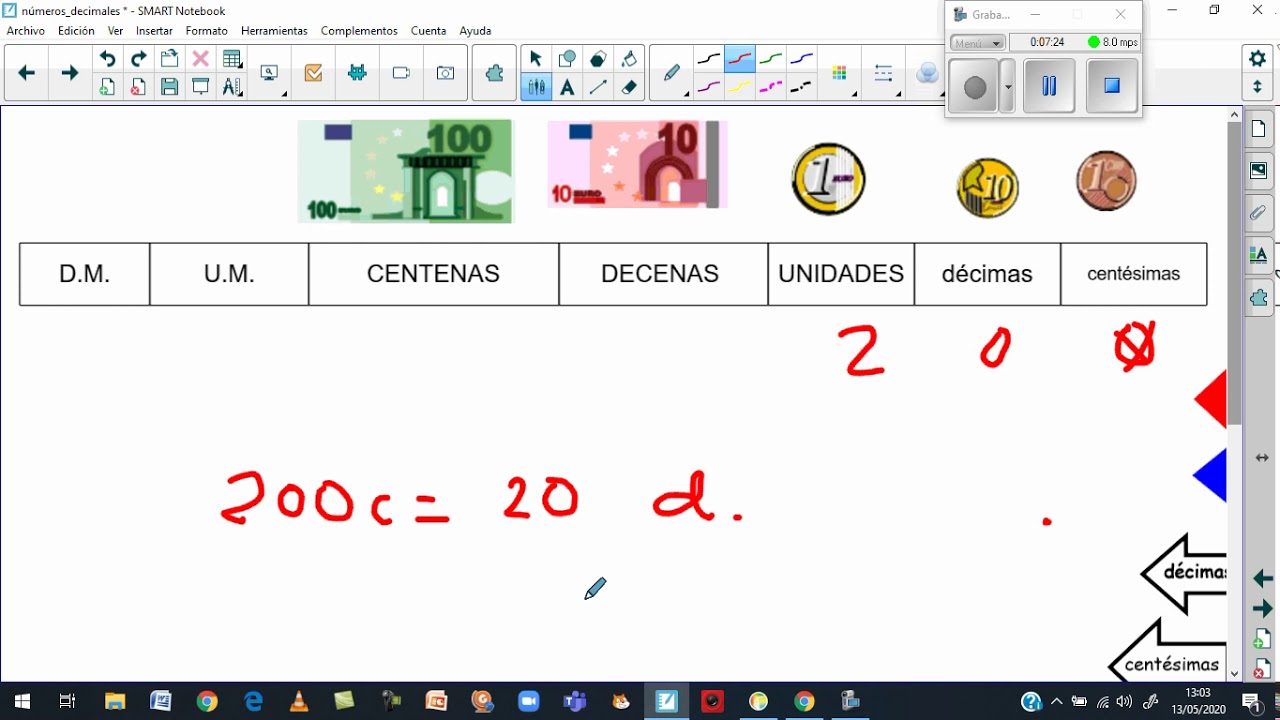 Explicación equivalencia unidades (décimas y centésimas). - YouTube