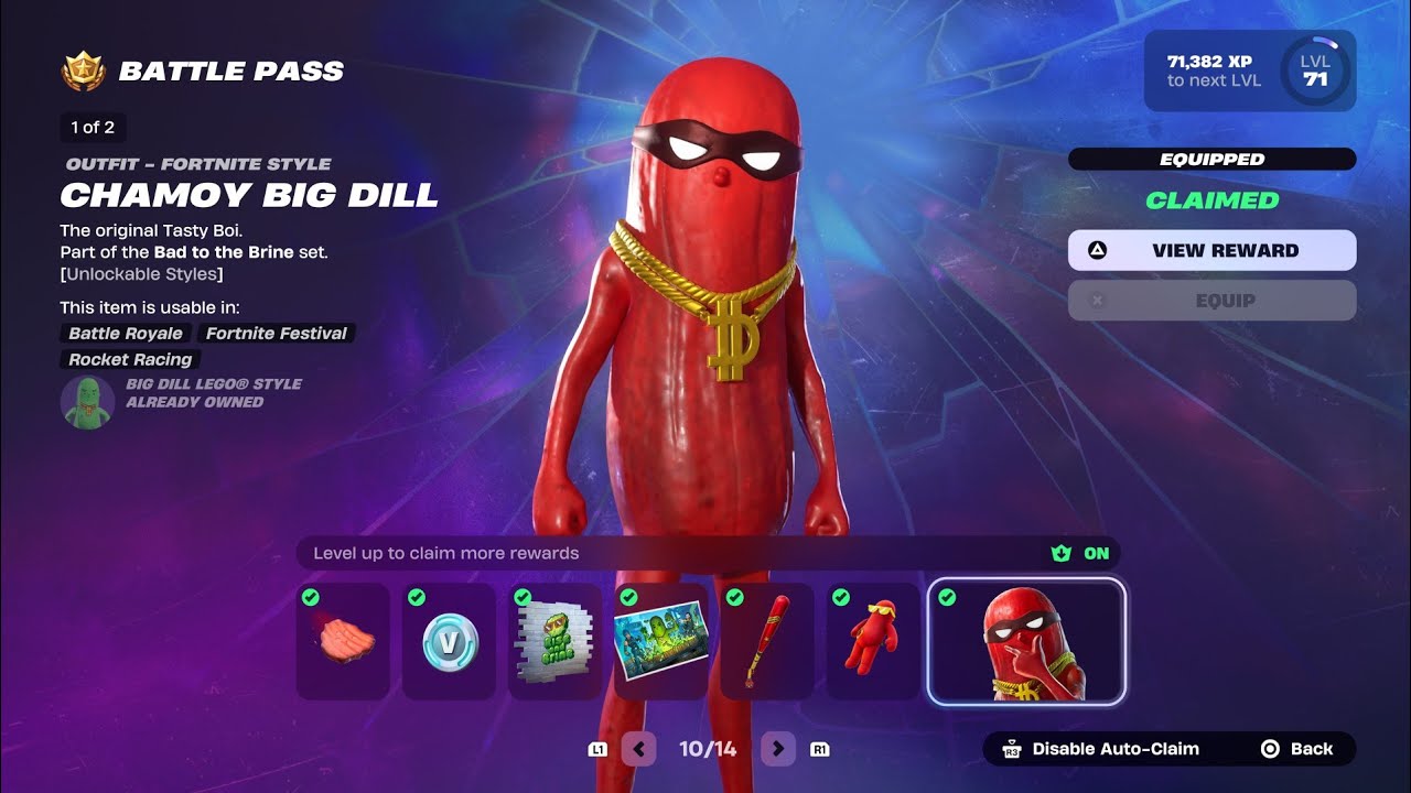 New Skin Chamoy Big Dill Fortnite Battle Pass Gameplay | PS5 Fortnite ...