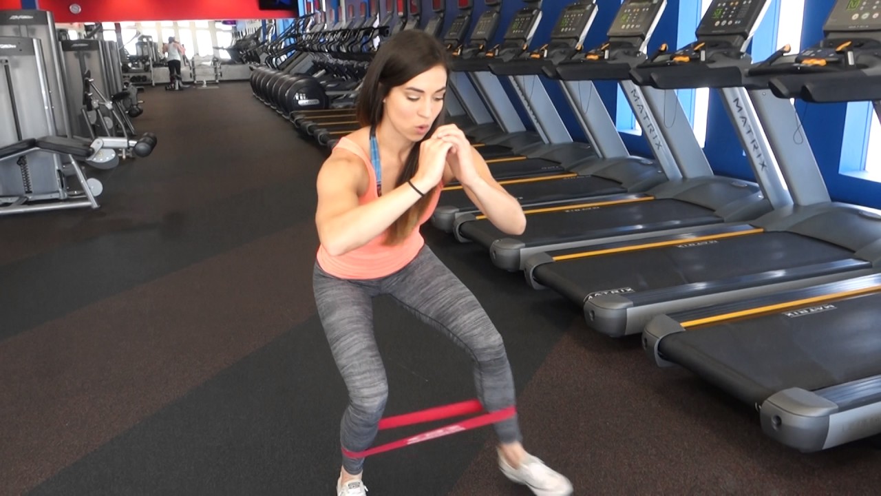 squat banded walk - YouTube