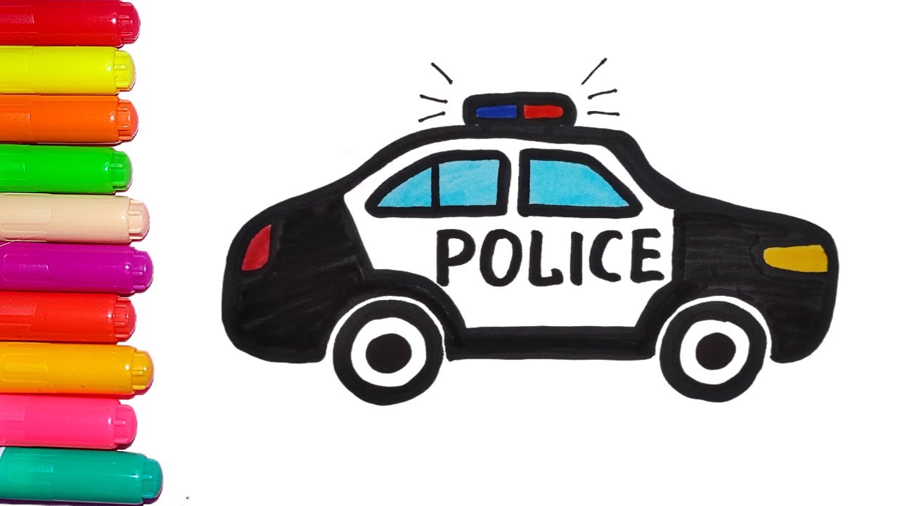 Police and Truck Drawing, Coloring and Painting for Kids, Toddlers ...