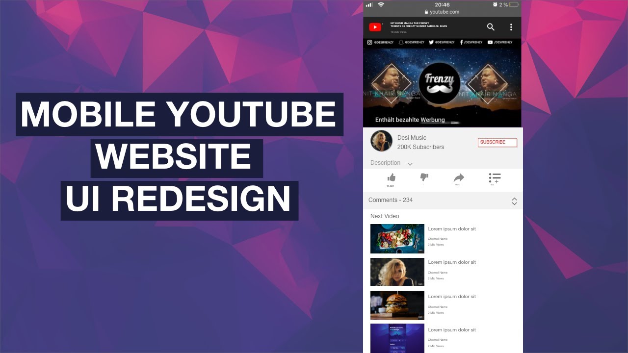 Youtube Mobile UI Redesign | Adobe XD Tutorial - YouTube