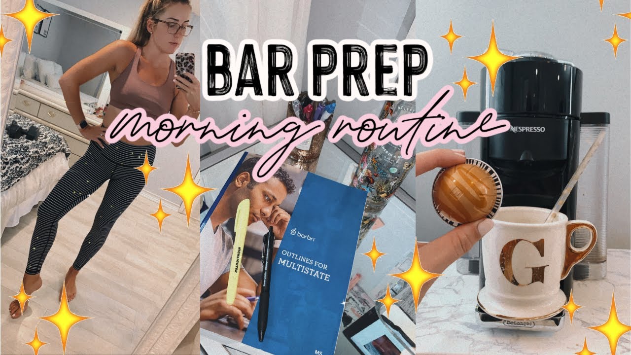 BAR PREP MORNING ROUTINE | COFFEE, WORKOUT, MAKEUP, STUDYING - YouTube